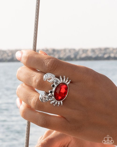 Paparazzi Crab Confidence Ring and Capricious Crab Earring Set Red ...